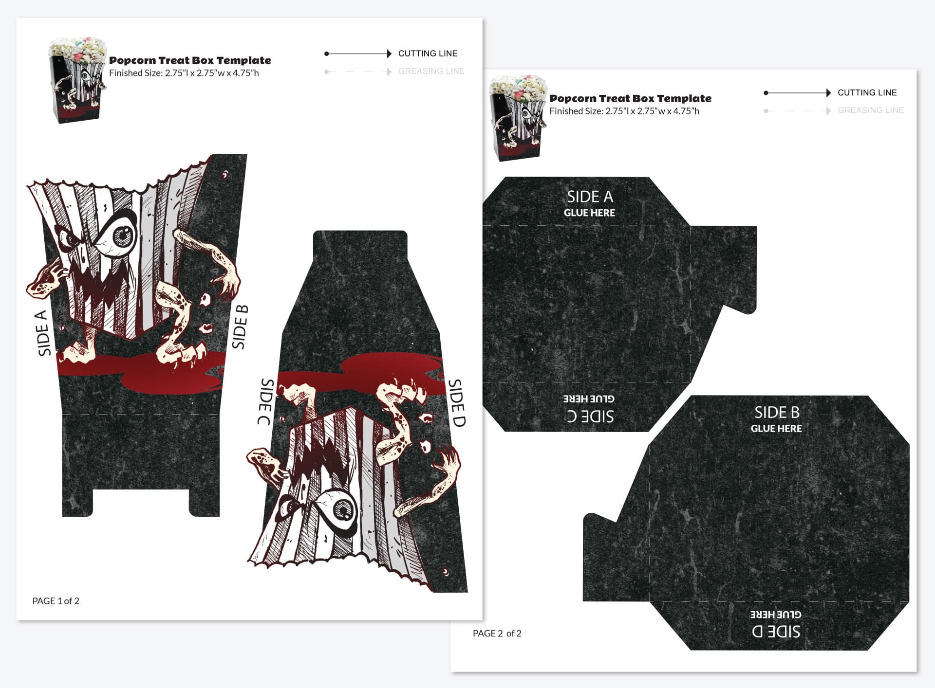Halloween Popcorn Treat Box Template Free Printable DIY