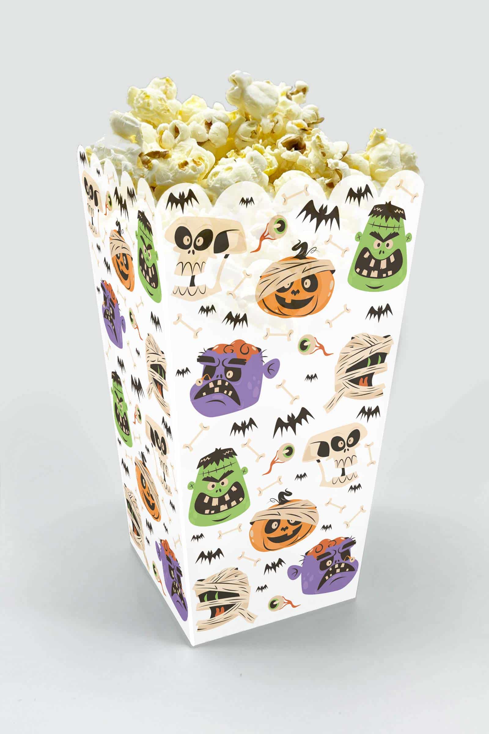 Monster Halloween Popcorn Box - Free DIY Printable Template